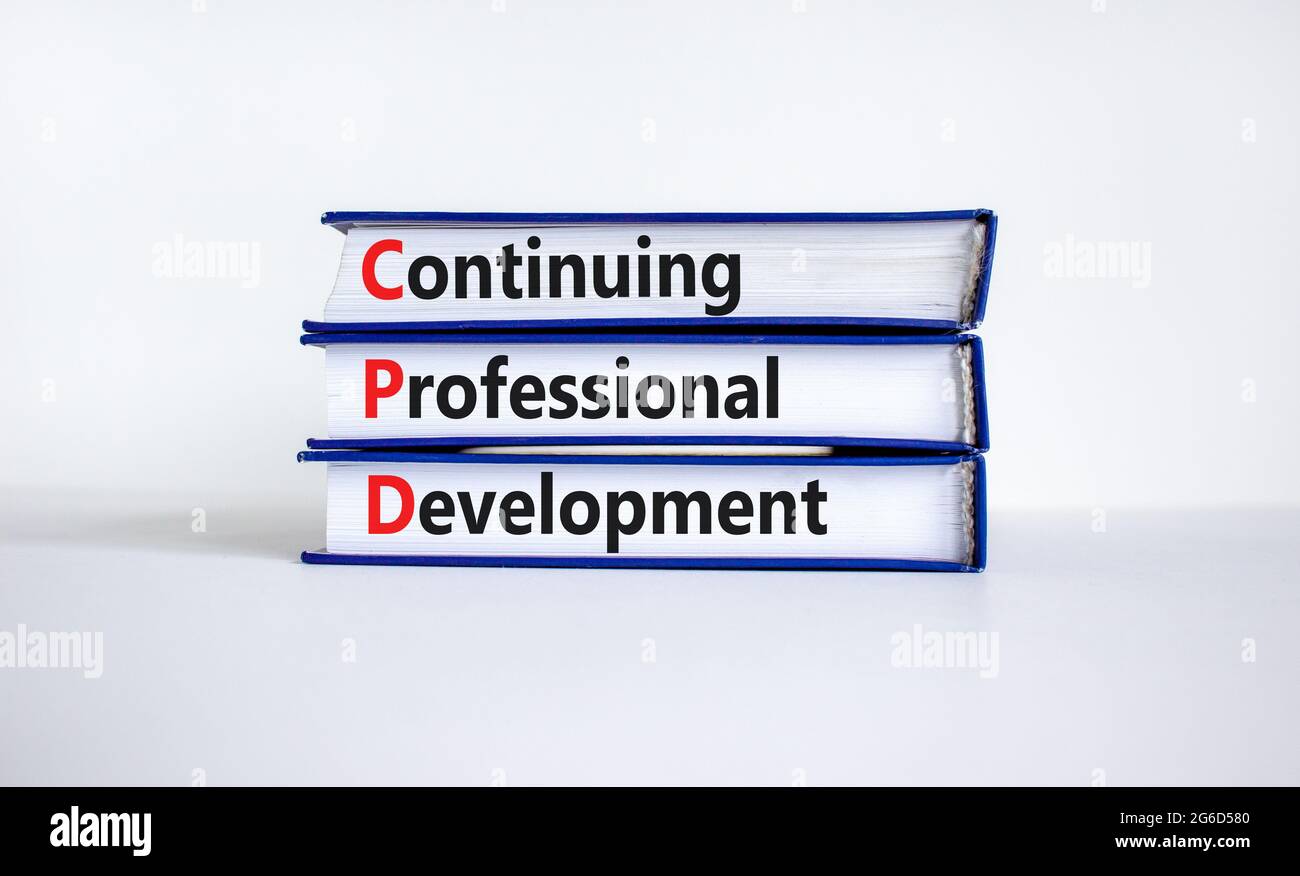 CPD, continuing professional development symbol. Books with words CPD ... CPD, continuing professional development symbol. Books with words CPD ...
