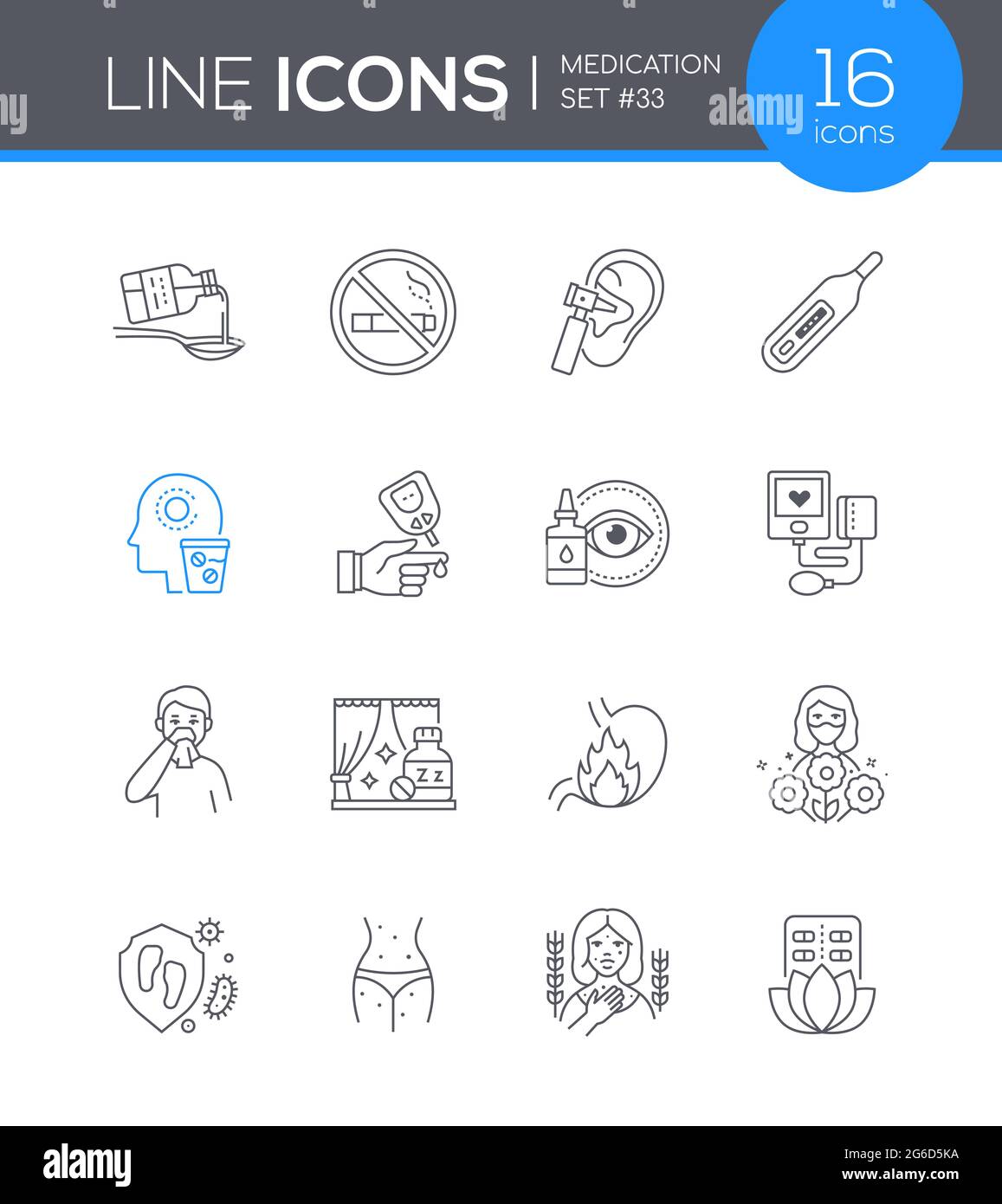 Medication - modern line design style icons set. Medicine, pharmacy ...
