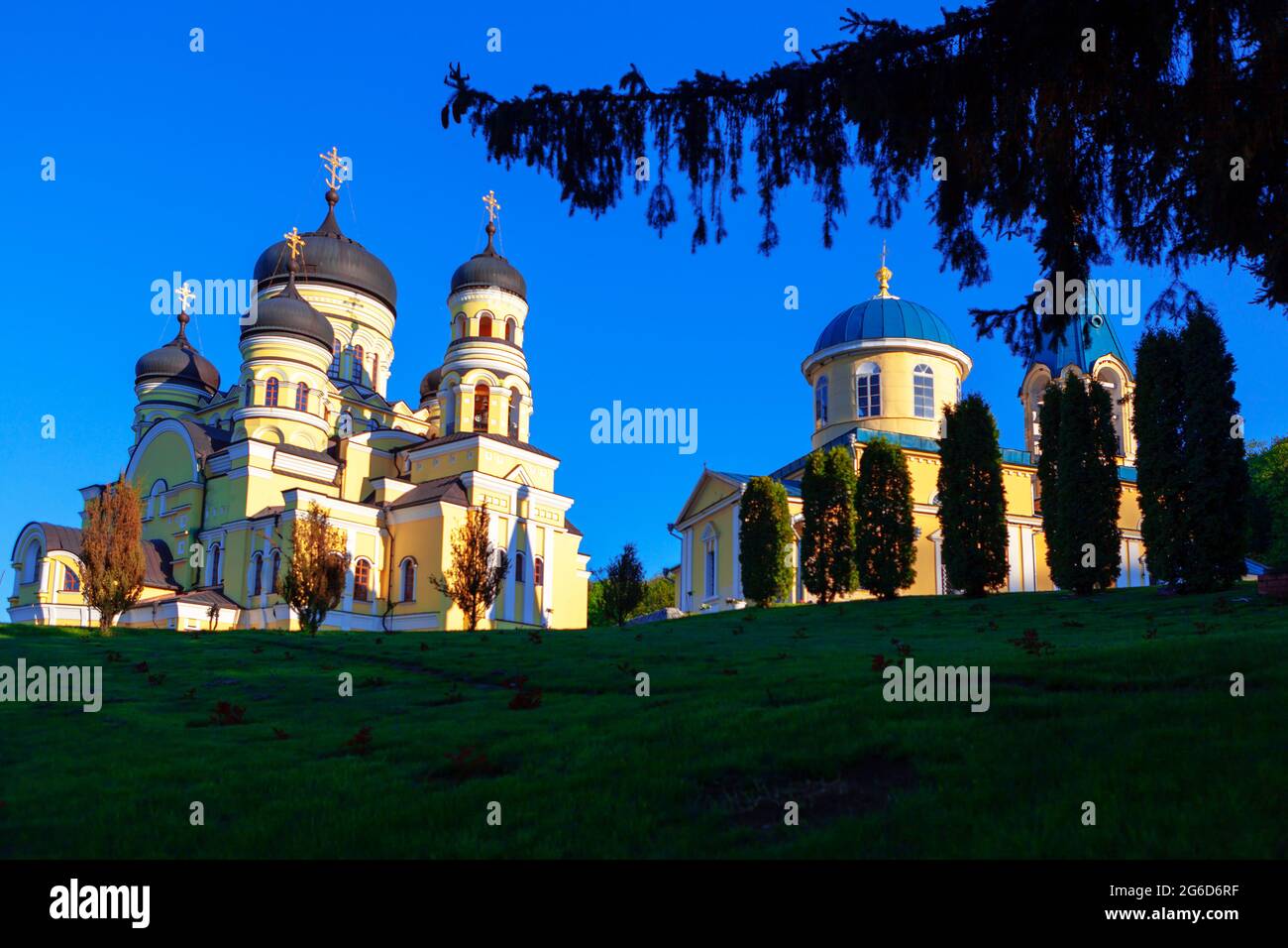Two orthodox churches located next to each other . Monastery Hancu and ...