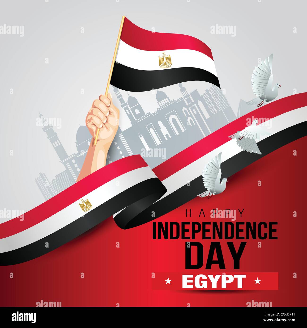 happy independence day Egypt. hands holding with Egyptian flag. vector illustration design Stock ...