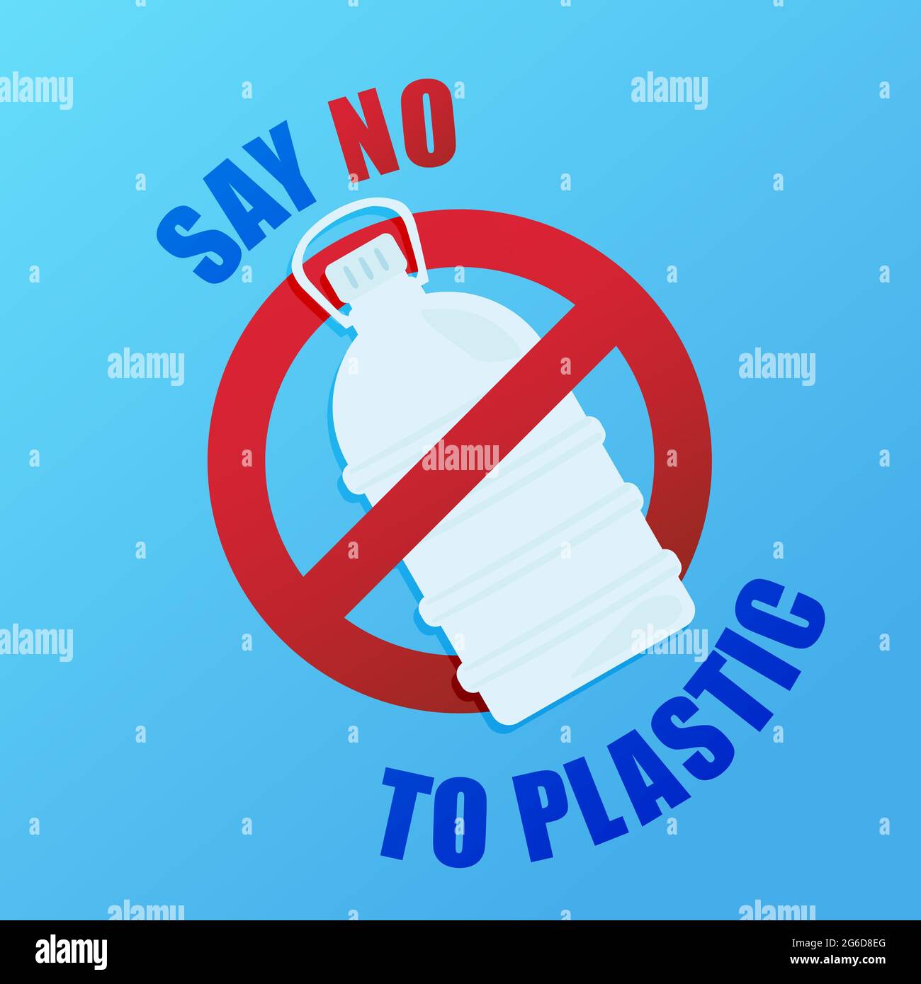 Say no to plastic. Environmental poster with text. Pollution problem ...