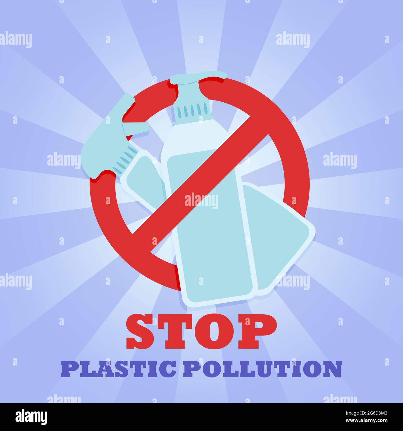 Two plastic bottles of detergents. Prohibition sign. No symbol. Banner ...