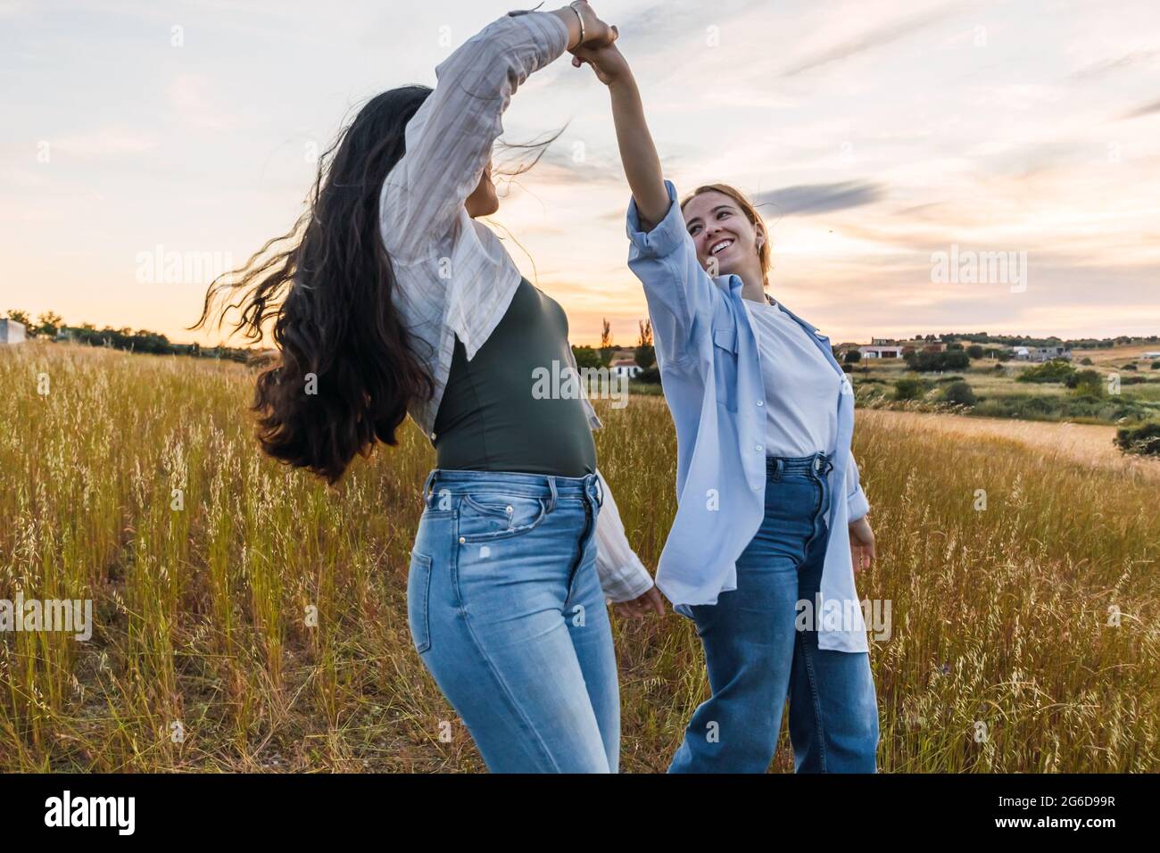 Two best friends having fun together nature hi-res stock photography ...