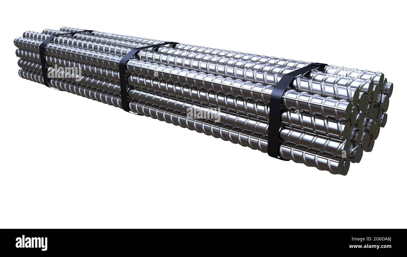 big rebar pack - isolated digital industrial 3D illustration Stock ...