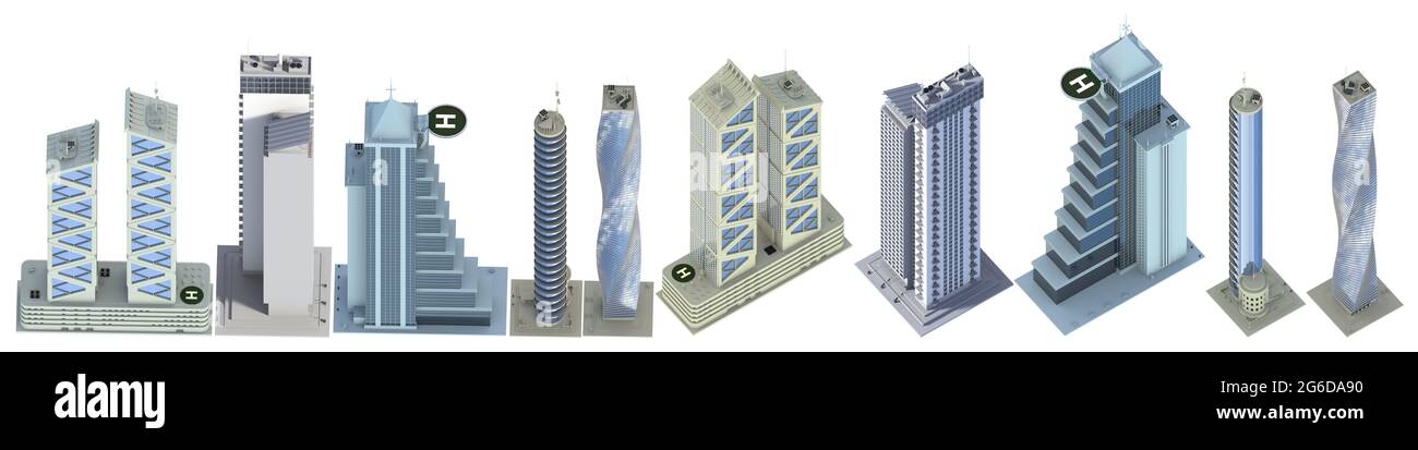 10 top view detailed renders of fictional design modern tall buildings ...