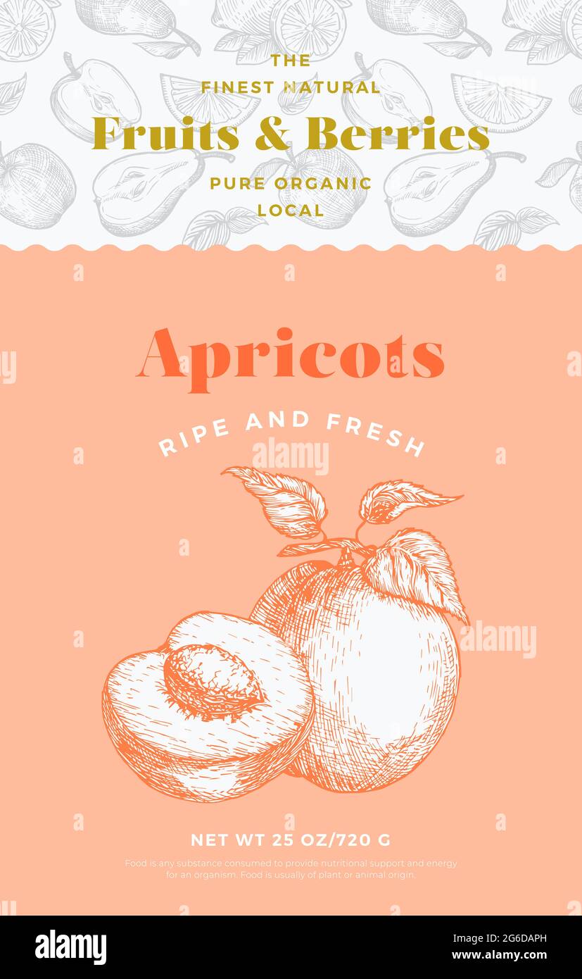 Fruits and Berries Pattern Label Template. Abstract Vector Packaging ...