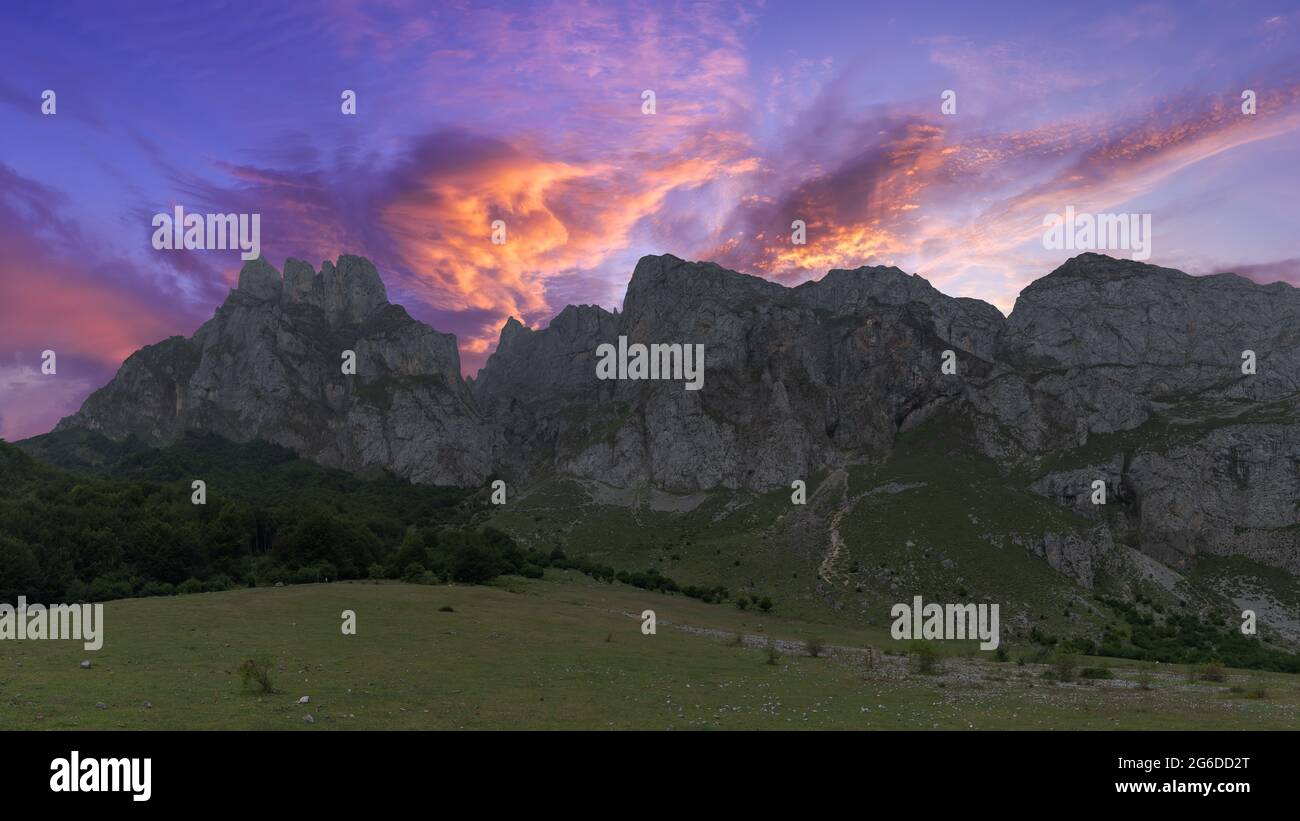 Spectacular views of some mountains in the Picos de Europa Stock Photo ...