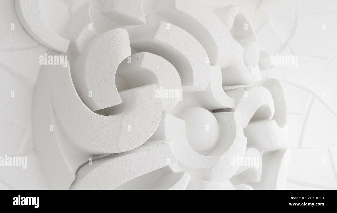3d illustration - Interior With White Concrete Shape Stock Photo - Alamy
