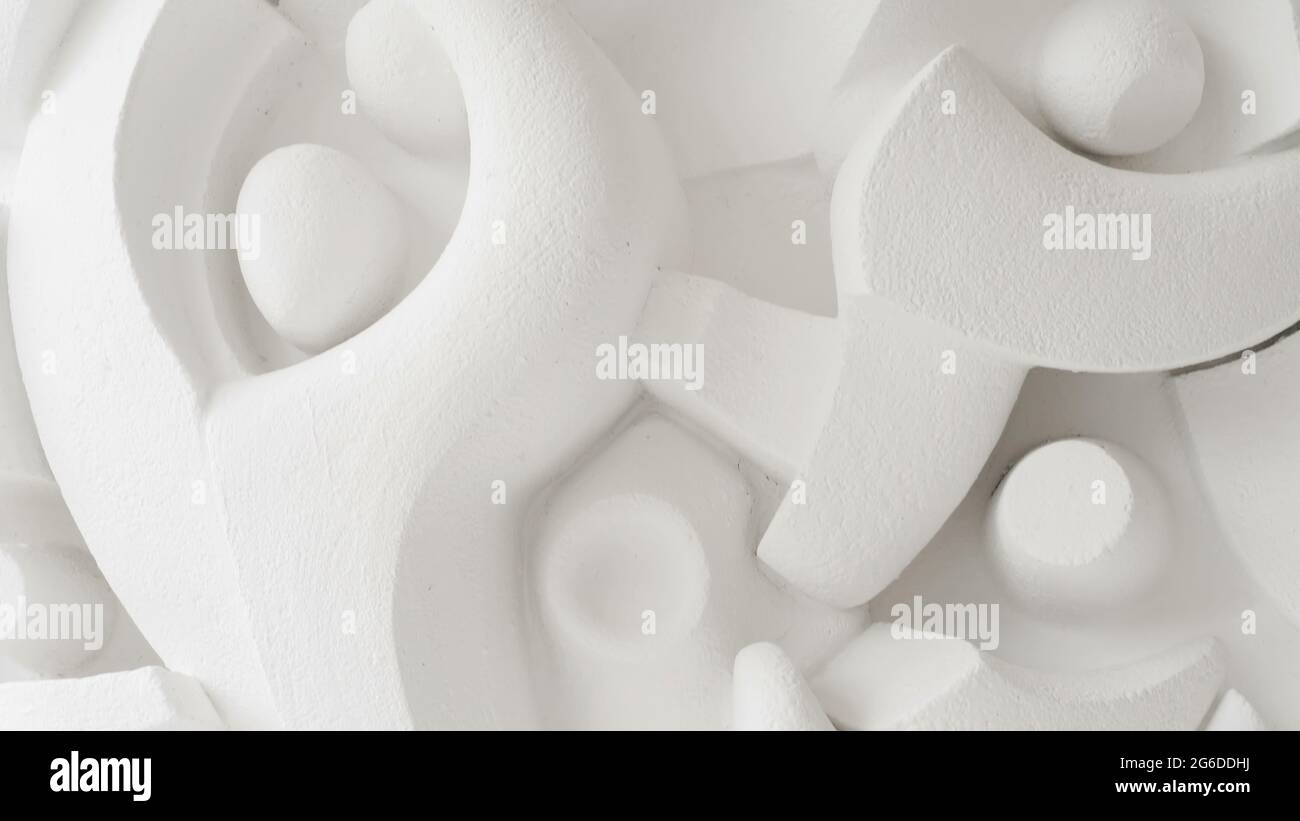 3d illustration - Interior With White Concrete Shape Stock Photo - Alamy