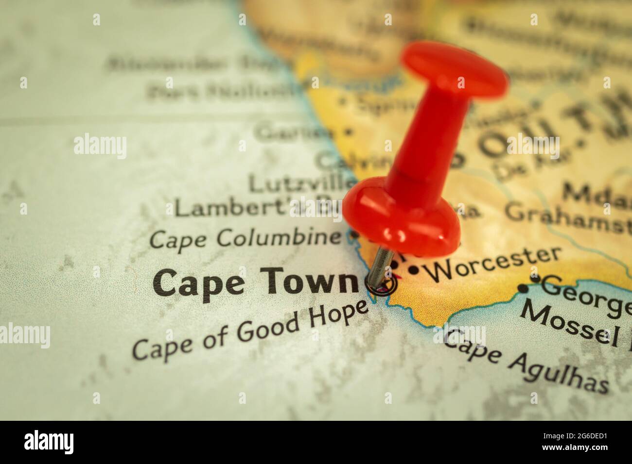 Location Cape Town in South Africa, map with push pin closeup, travel ...