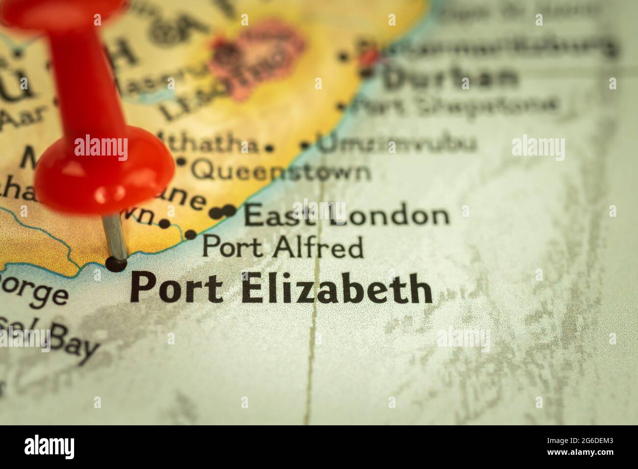 Location Port Elizabeth in South Africa, map with push pin closeup ...