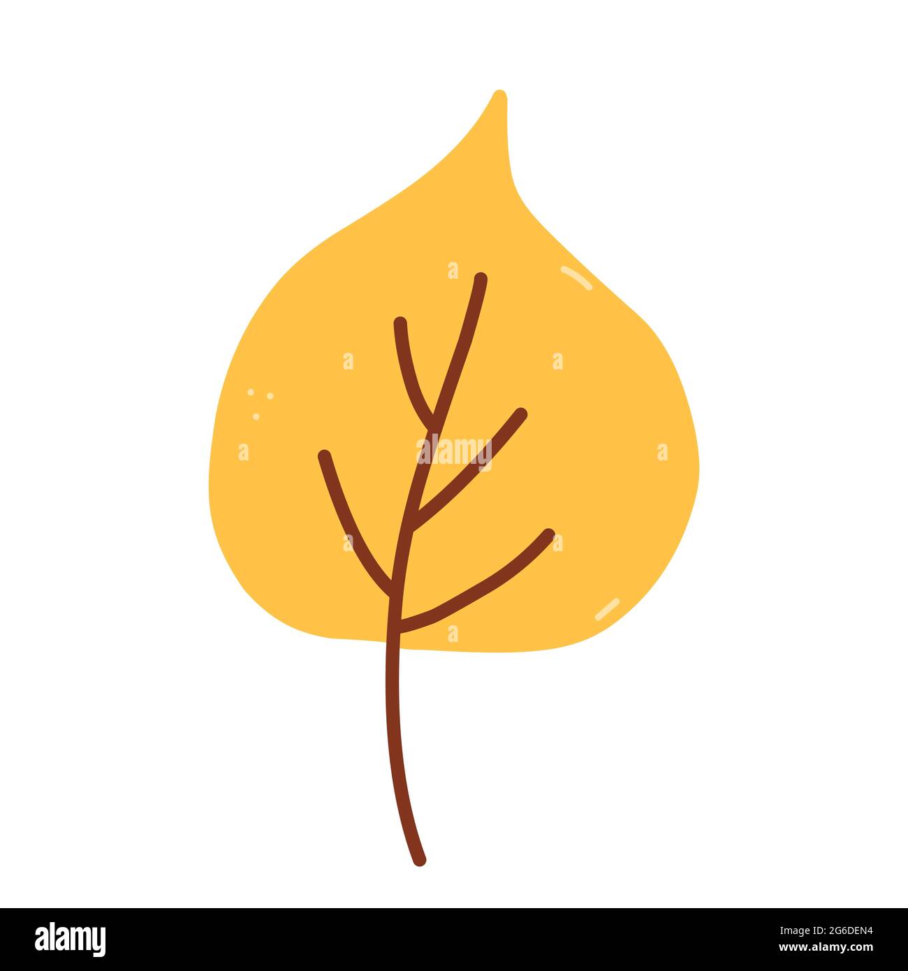 Autumn yellow leaf isolated on white background. Vector hand-drawn ...