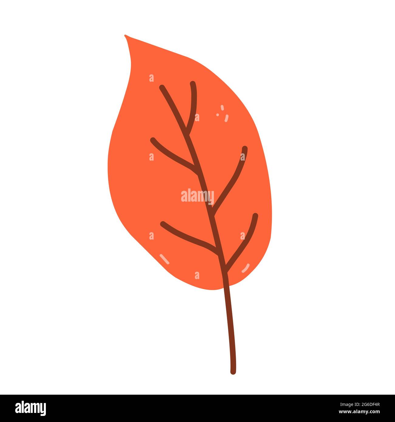 Autumn orange leaf isolated on white background. Vector hand-drawn ...