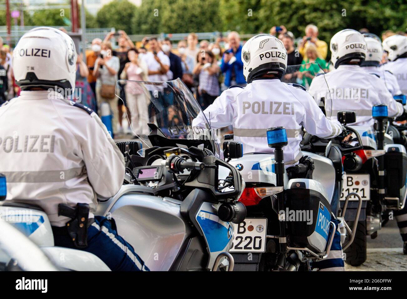 German Police, Polizei, Motorcop on the first of the 3 day state visit ...