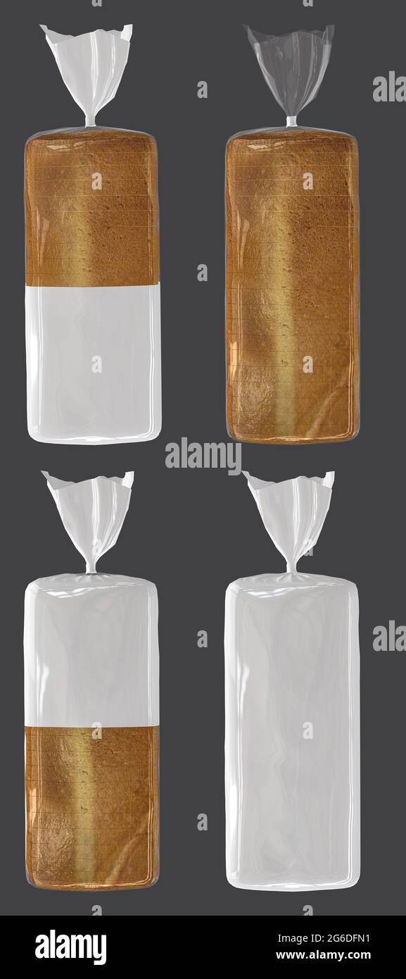 3D rendering - High resolution image of bread bag template isolated on ...