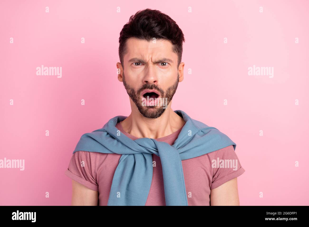Photo of unhappy shocked angry young man bad mood news negative ...
