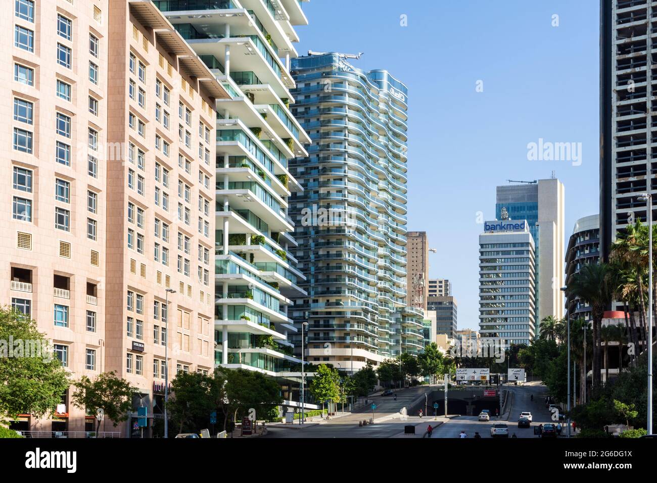 Beirut cityscape, modern skyline, facade of high rise buildings, Beirut ...