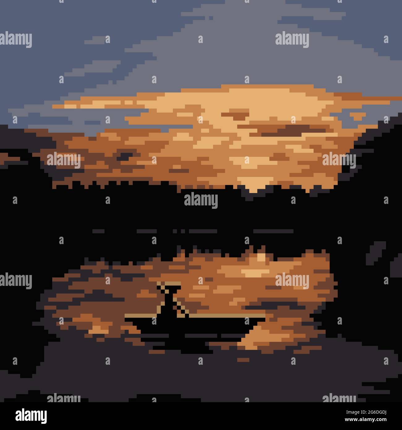 Pixel art lake and boat Stock Vector Images - Alamy
