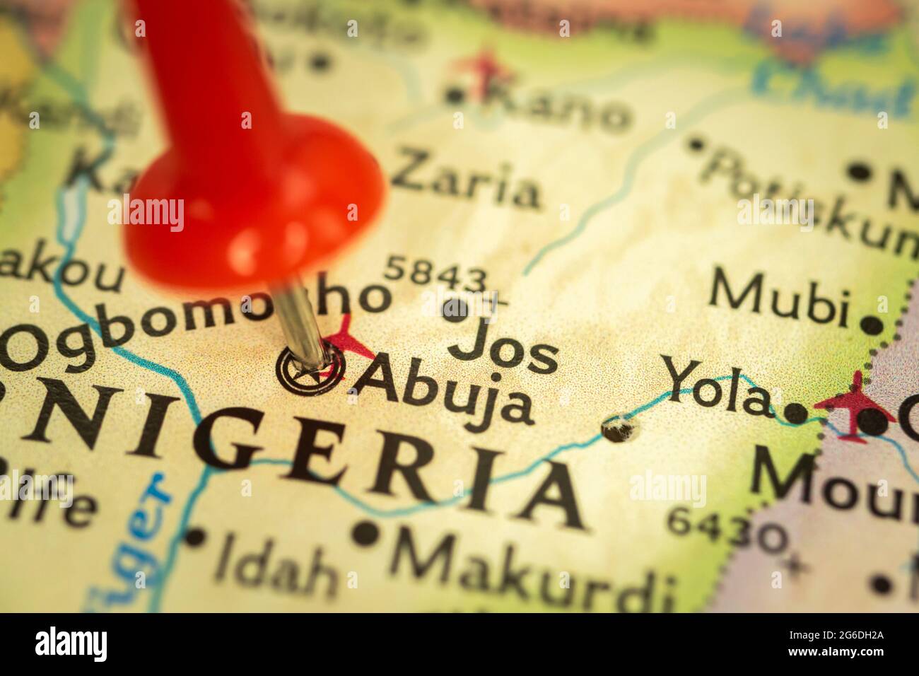 Location Abuja in Nigeria, map with push pin closeup, travel and ...