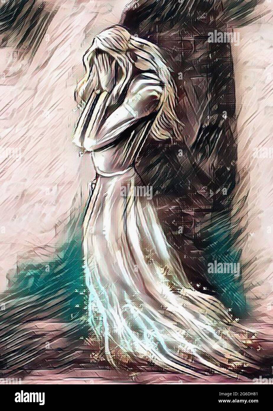 Victorian illustration woman crying hi-res stock photography and images ...