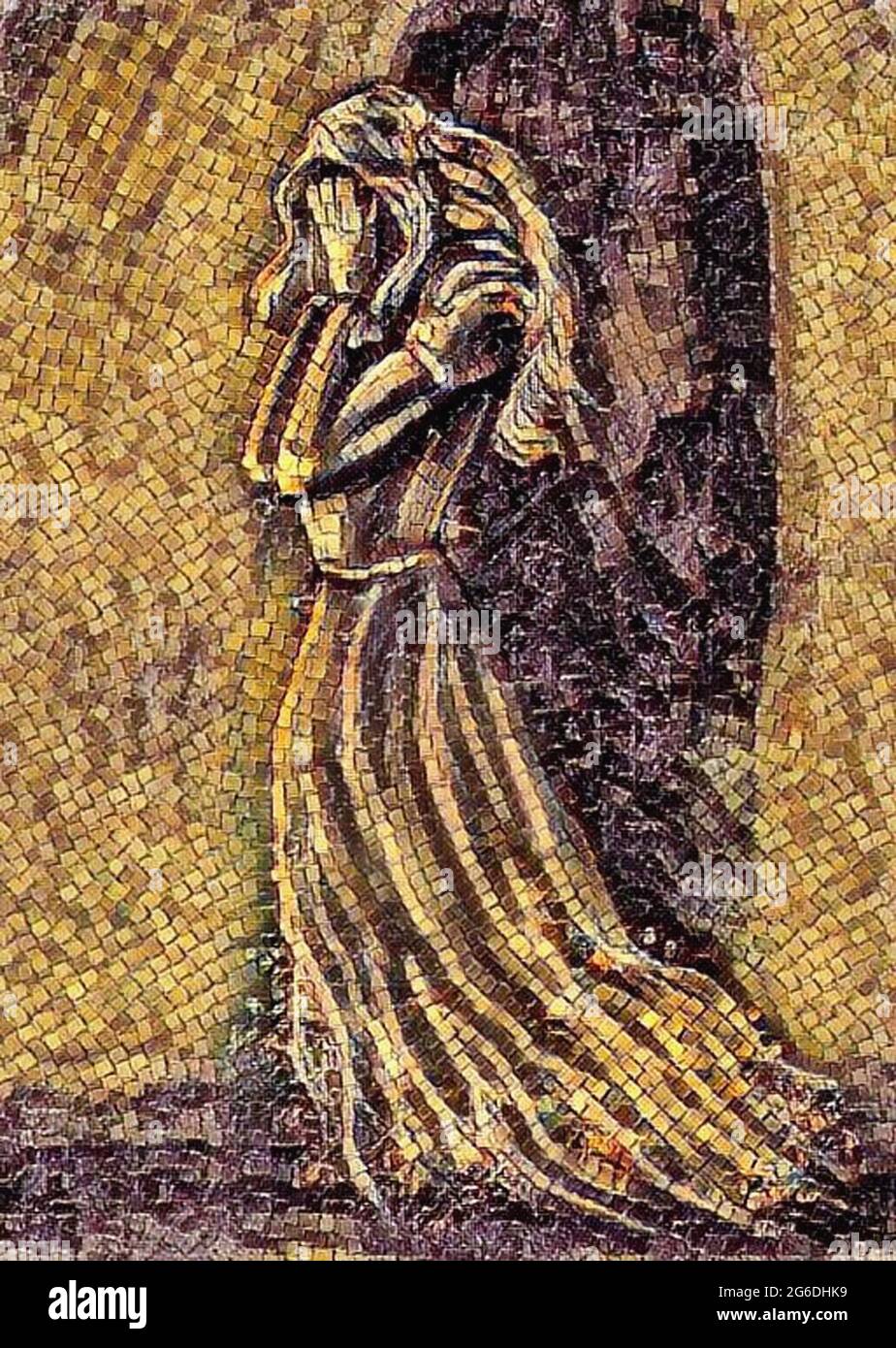 A crying white lady ghost illustration Stock Photo - Alamy