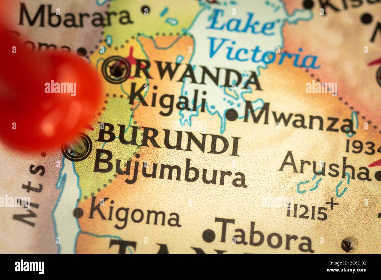 Location Burundi and Bujumbura, map with push pin closeup, travel and ...