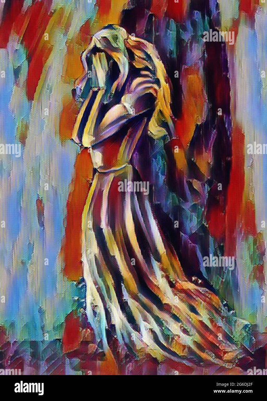 A crying white lady ghost illustration Stock Photo - Alamy