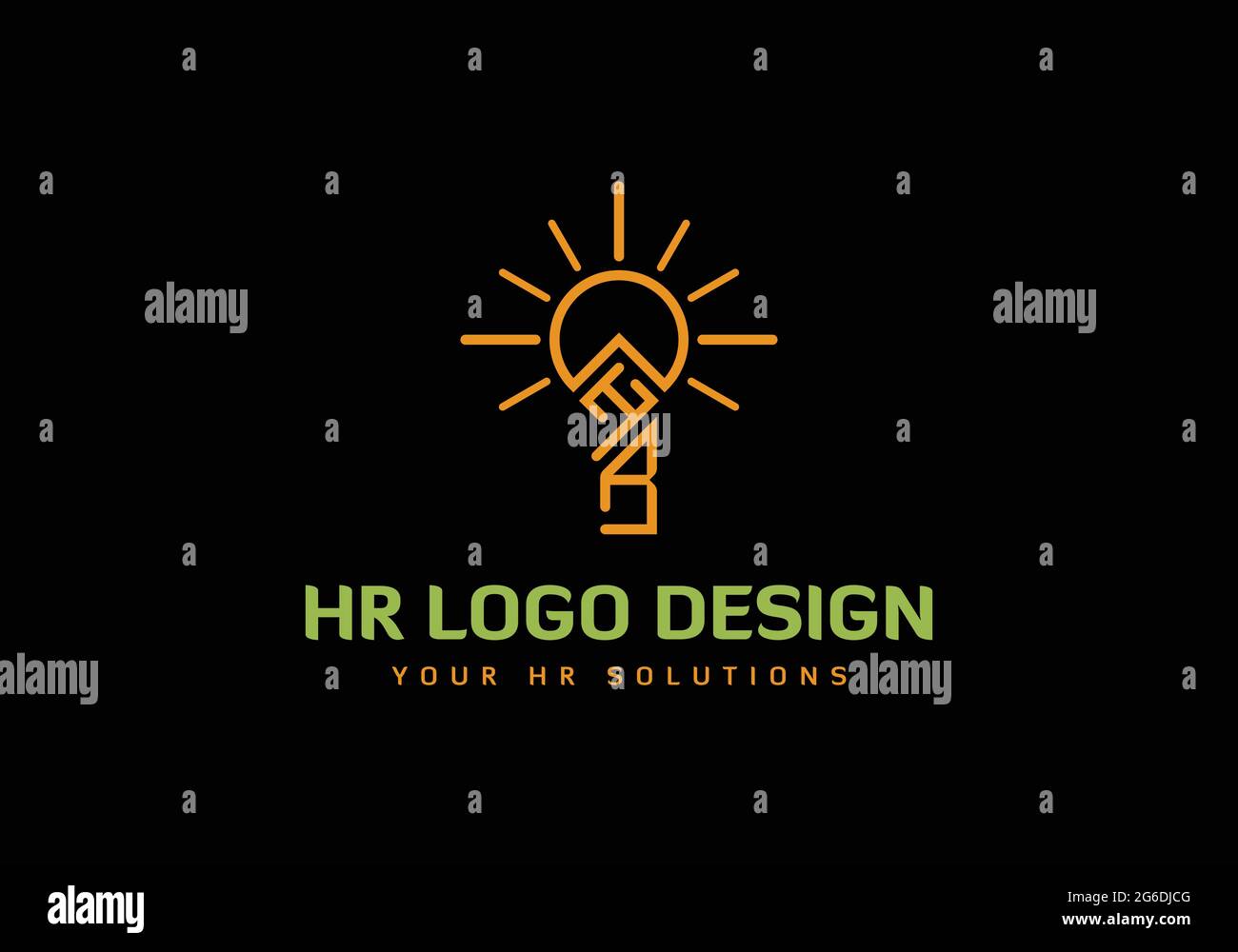 Hr logo design into lighting bulb Stock Vector Images - Alamy
