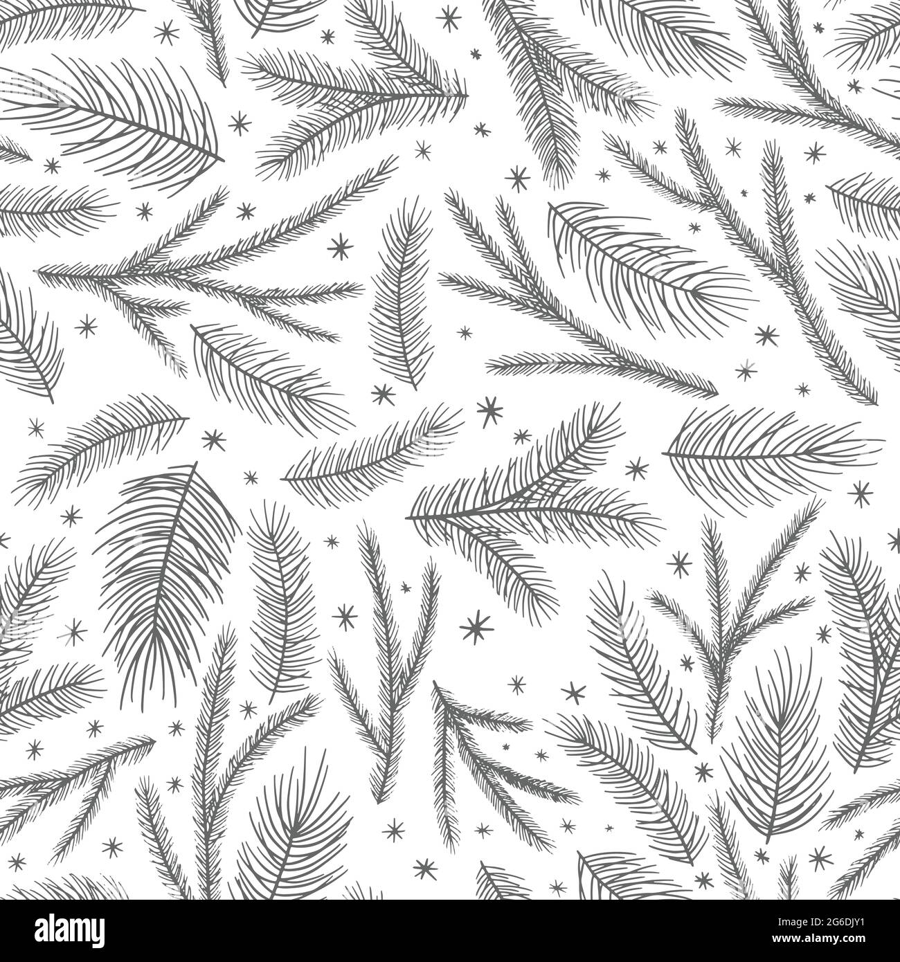 Christmas seamless pattern, white background. Pine twigs, red berries ...