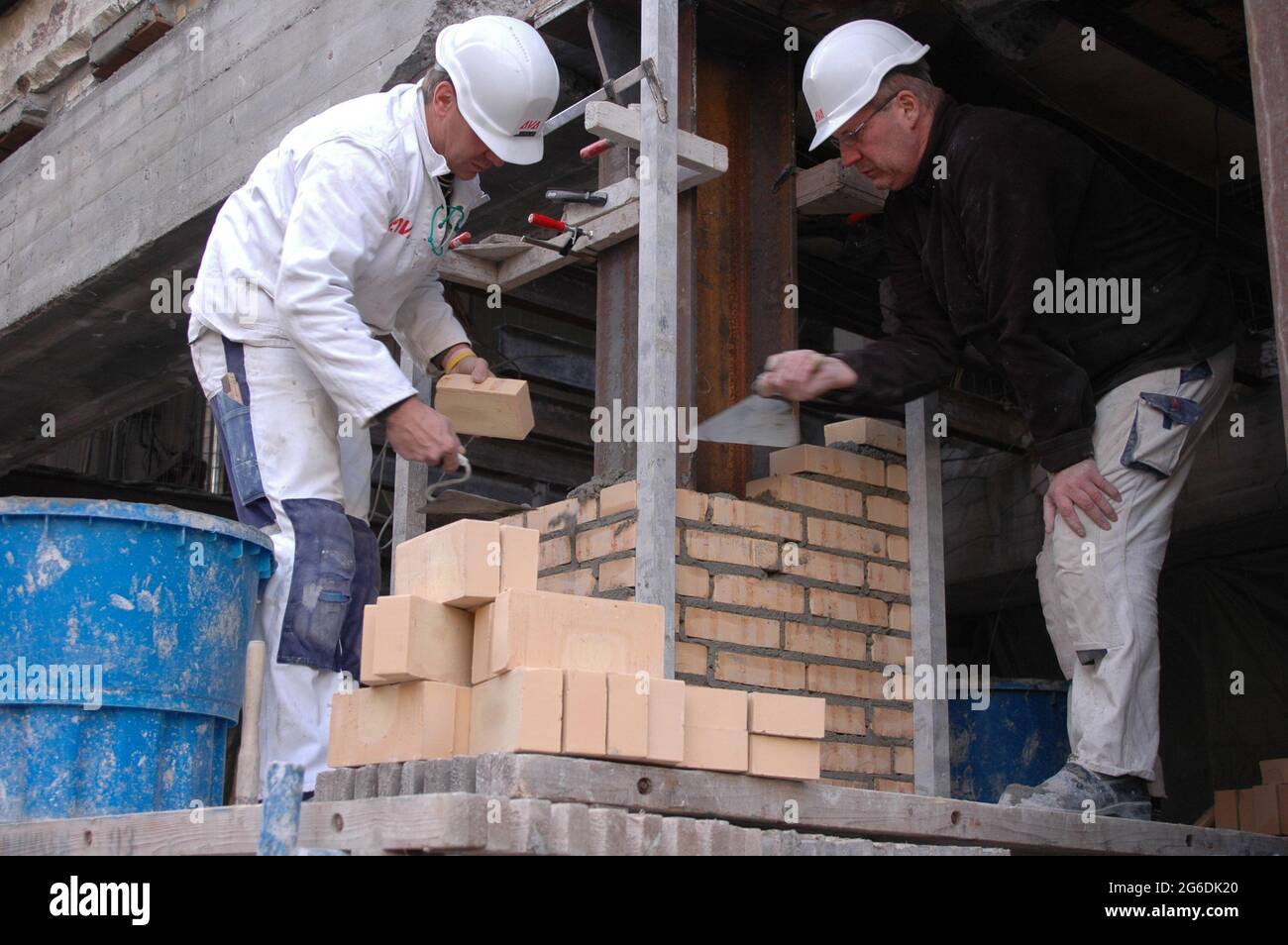 Constrcution worker on construction Copenhagen Denmark Oct. 24,2005 ...
