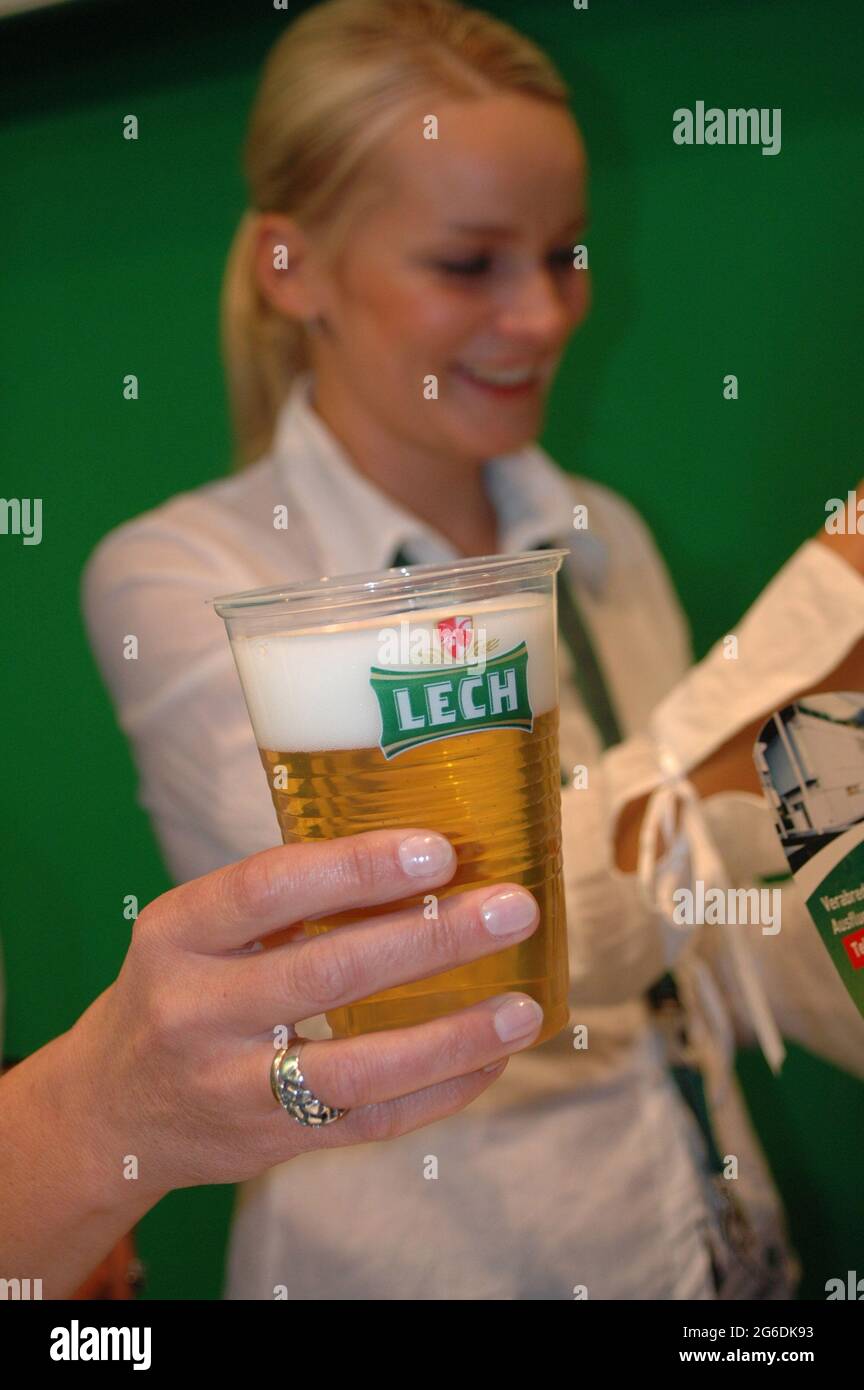 Polish lech beer at Tour Salon 2005 Poznan Poland .(Photo by Francis ...