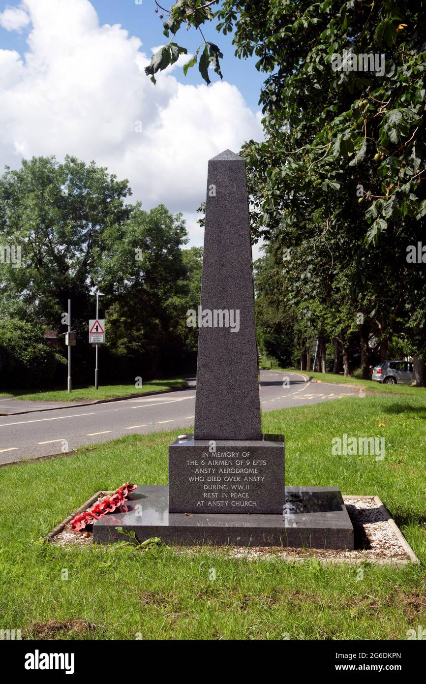 The village war memorial, Ansty, Warwickshire, England, UK Stock Photo ...