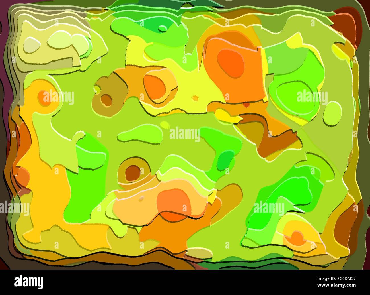 Background image has layers and flakes of hot colors in yellow, green ...