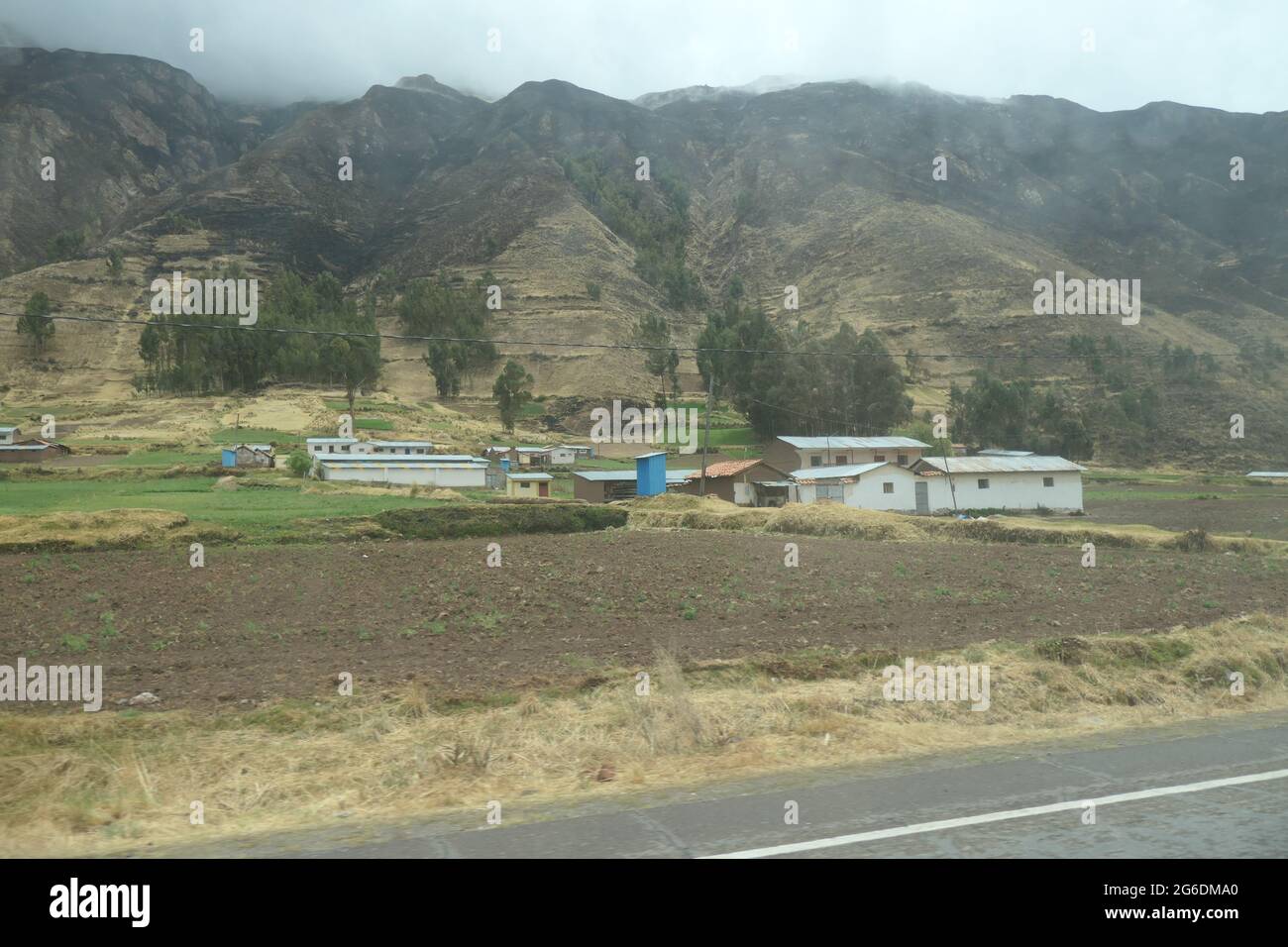 Peru Mountains and villages and local people farm hill hills village ...