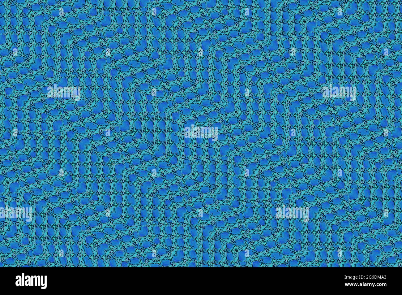 Abstract print pattern in blue and aqua has rows of abstract shapes ...