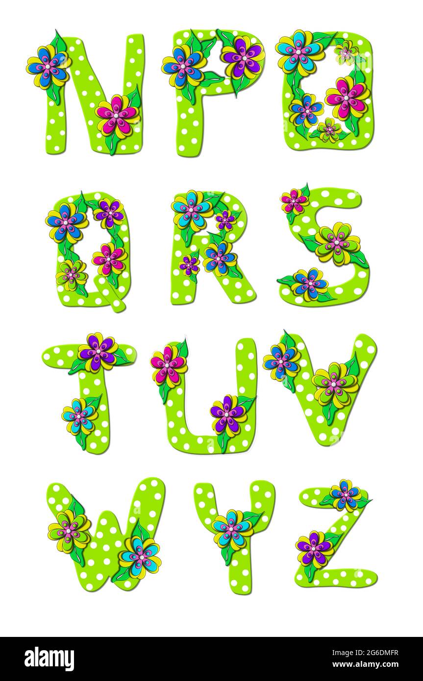 Vivid, green, alphabet letters N to Z in the set "Tropical Floral" is ...