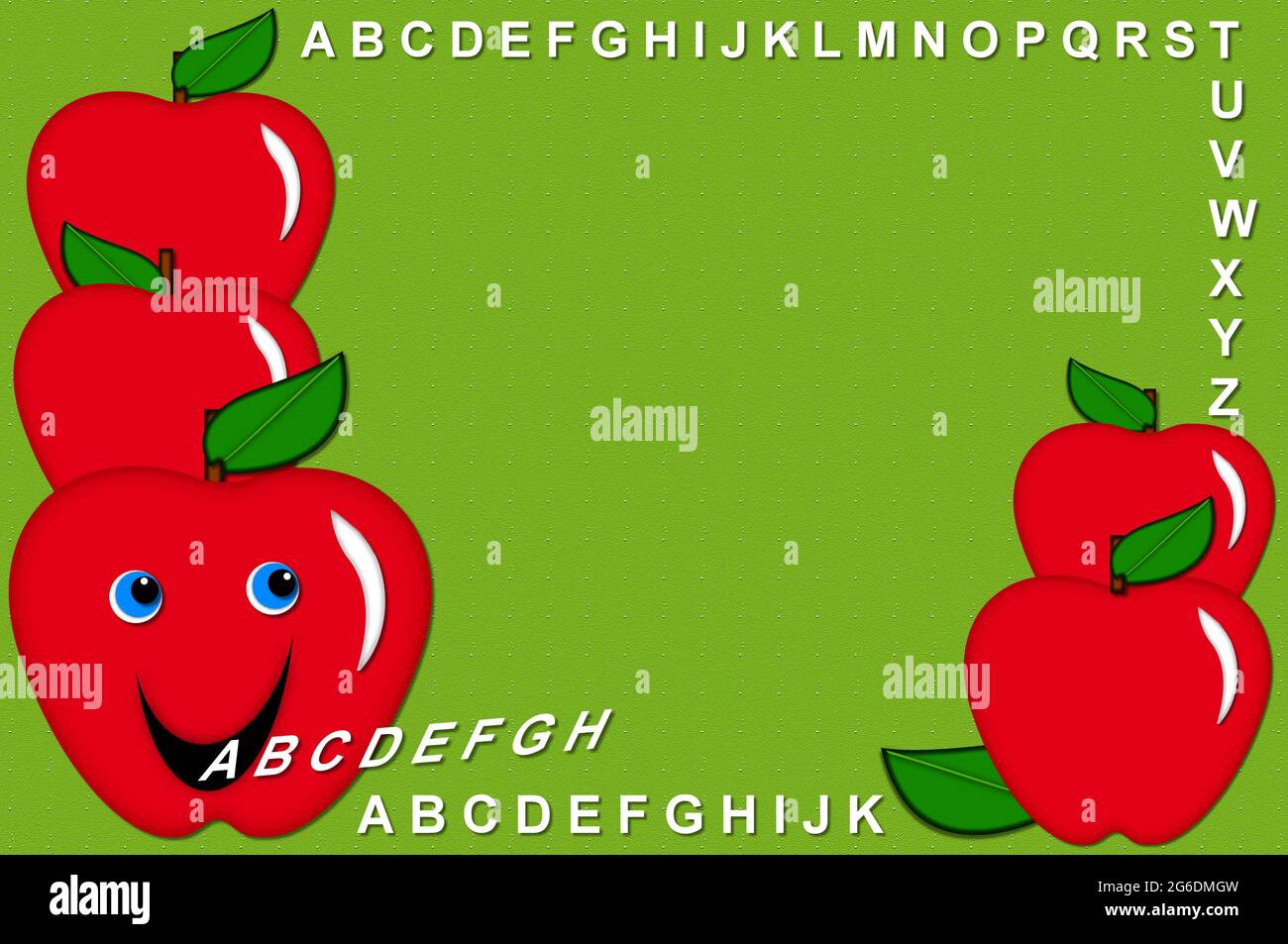 Bulletin board designed frame with talking apples spitting out the ...