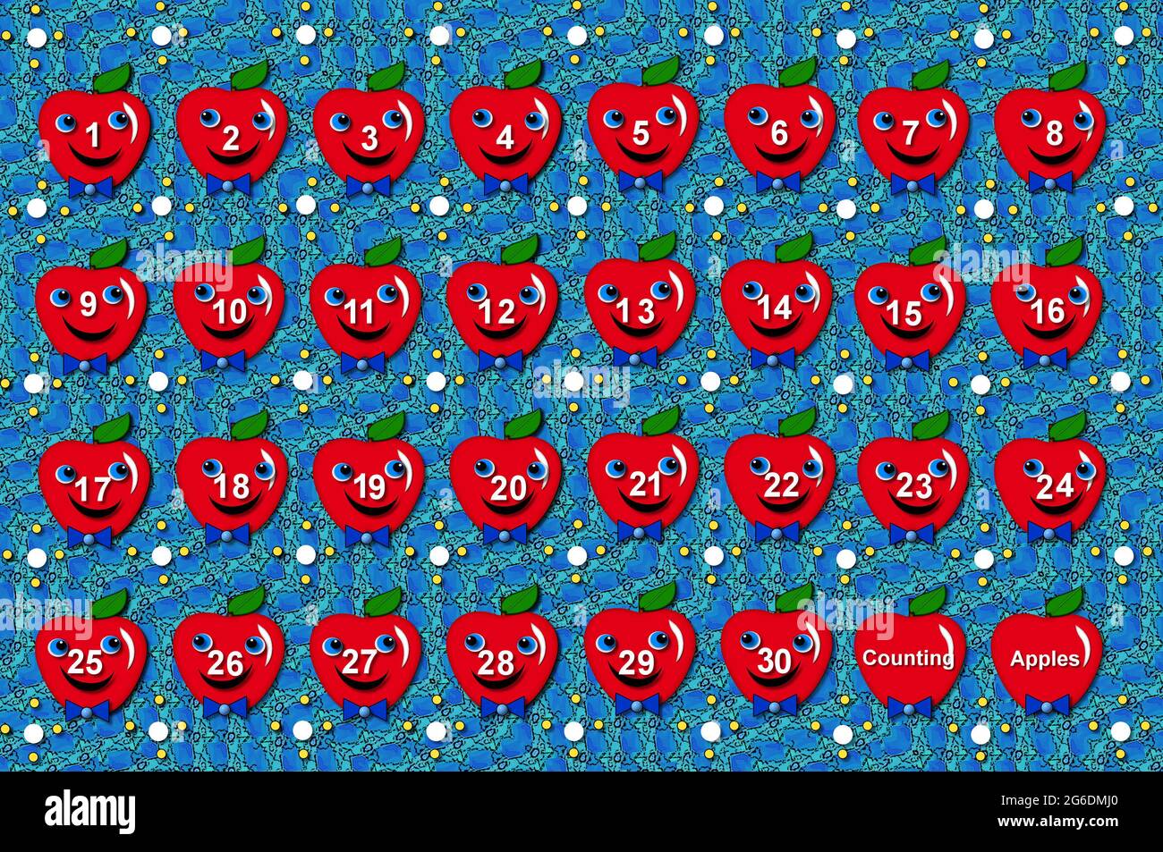 Happy apples have numbers from one to thirty. Teachers can use apples ...