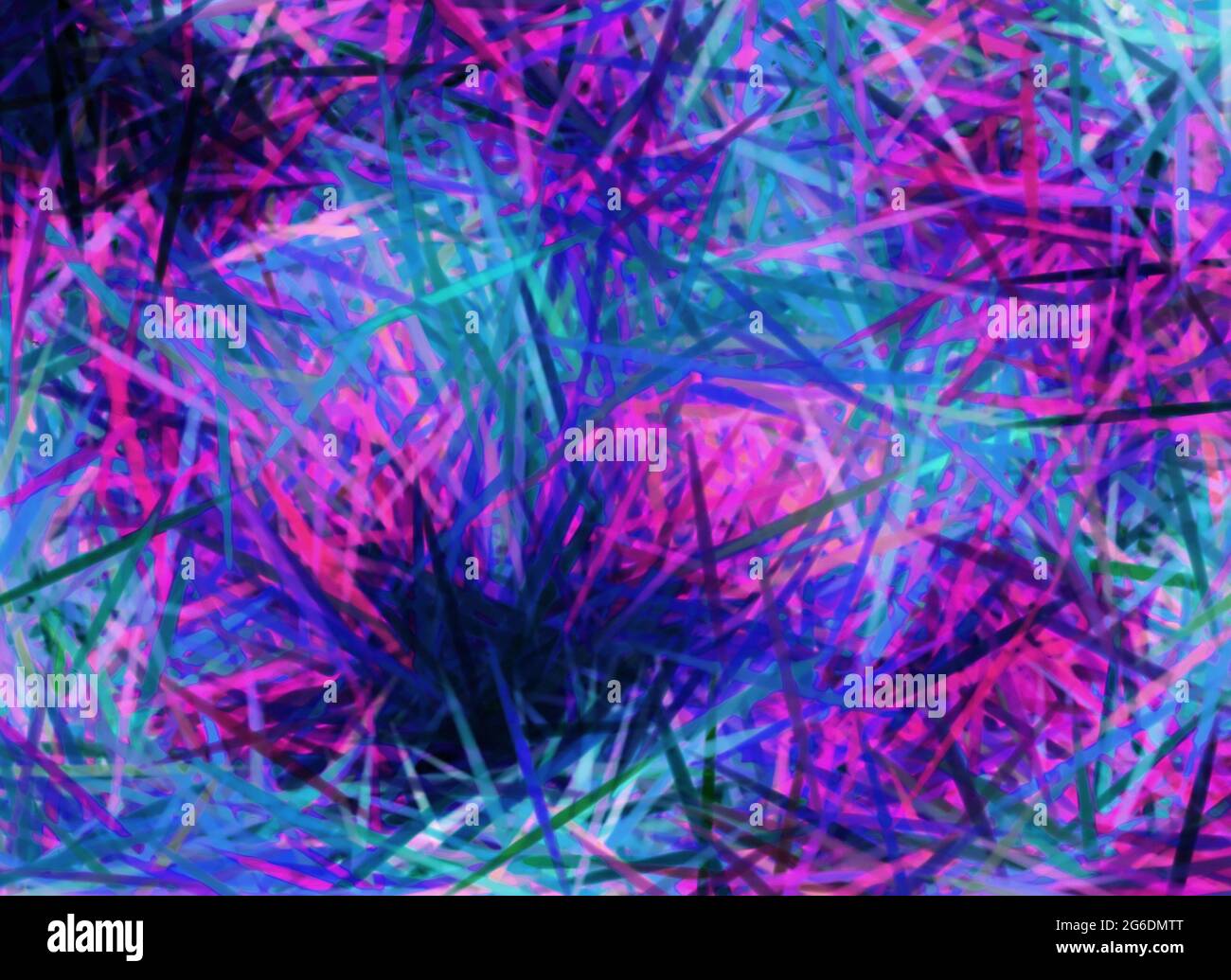 Bizarre and crazy sticks and straw form a muddled mess of color in pink ...