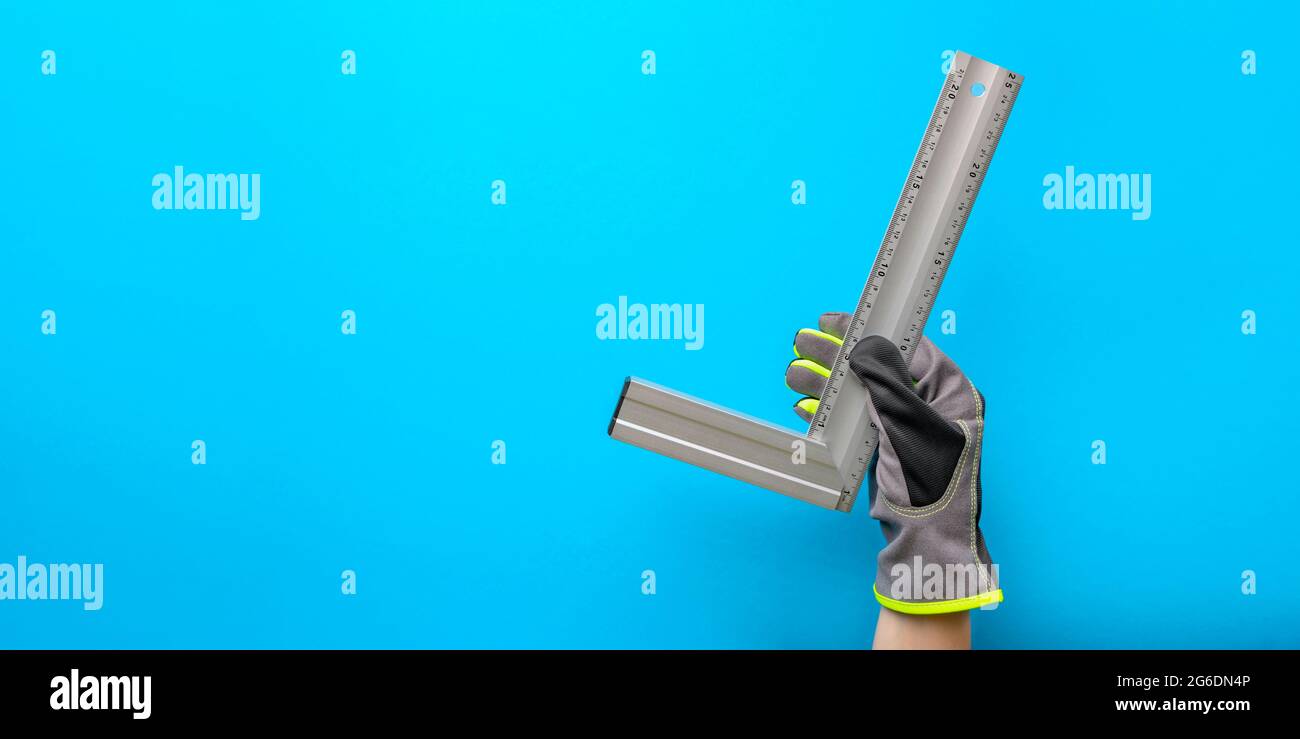 Set the square. Construction theme banner. Construction measuring ...