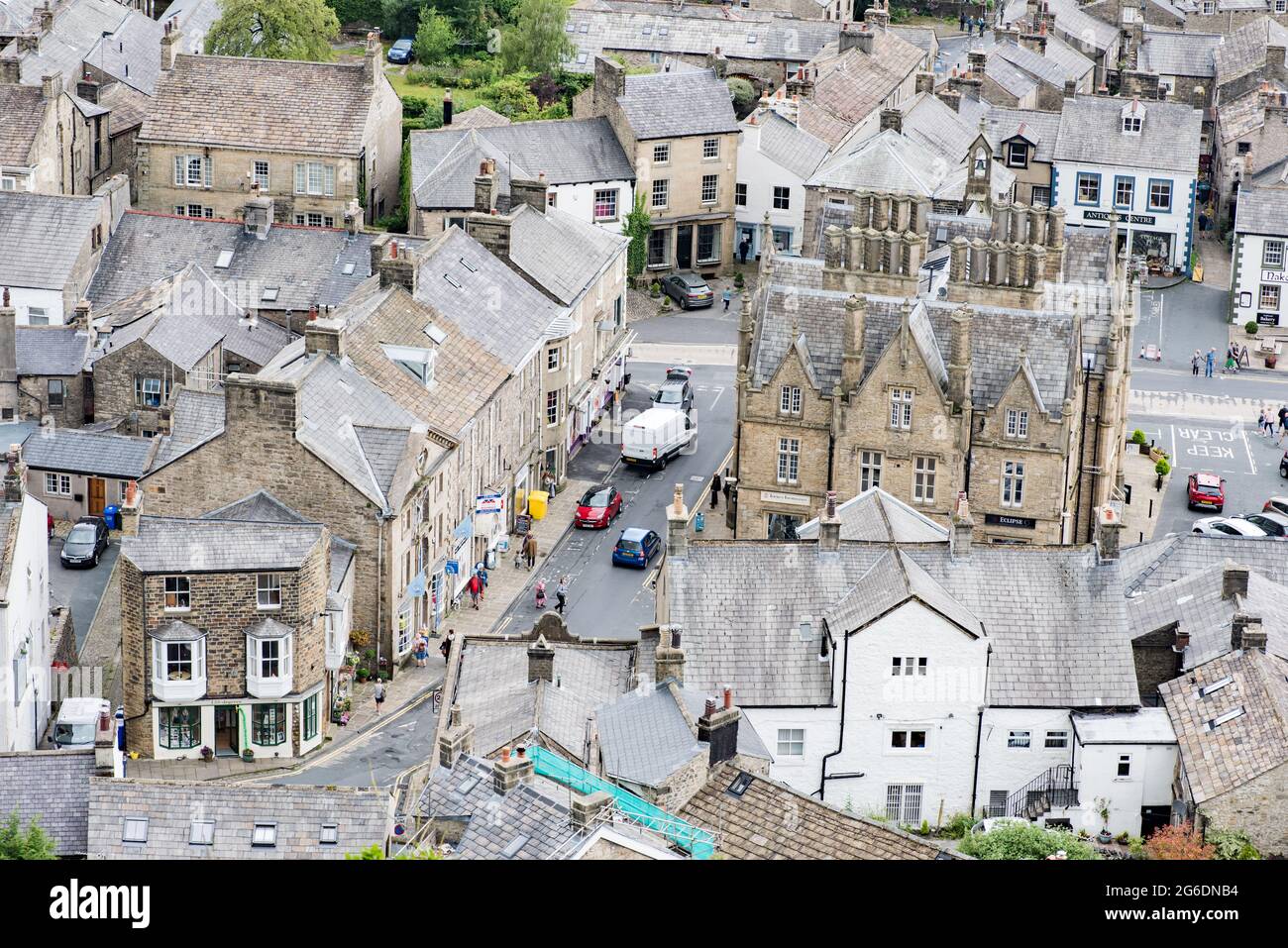 The market town of Settle in North Yorkshire.....roofscapes and streets ...