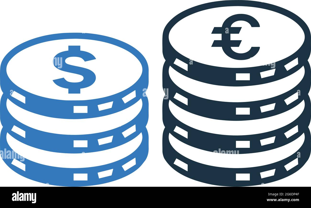 Coin stocks, euro, dollar icon - Vector EPS file. Perfect use for print ...