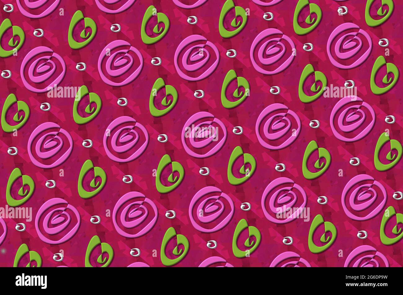 Wrapping paper design in deep pink decorated with 3D swirls, confetti ...