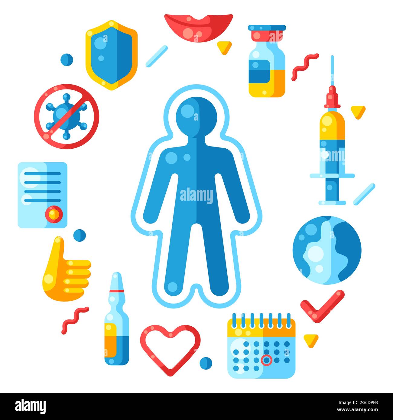 Vaccination concept background with vaccine icons. Immunization items ...