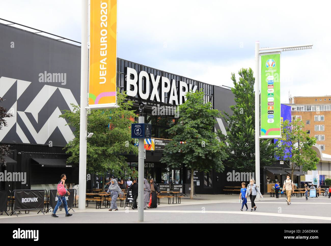 Boxpark near Wembley stadium in London where the UEFA Euros 2020 semi ...
