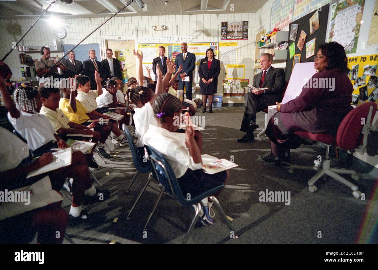 President George W. Bush participates in a reading demonstration the ...