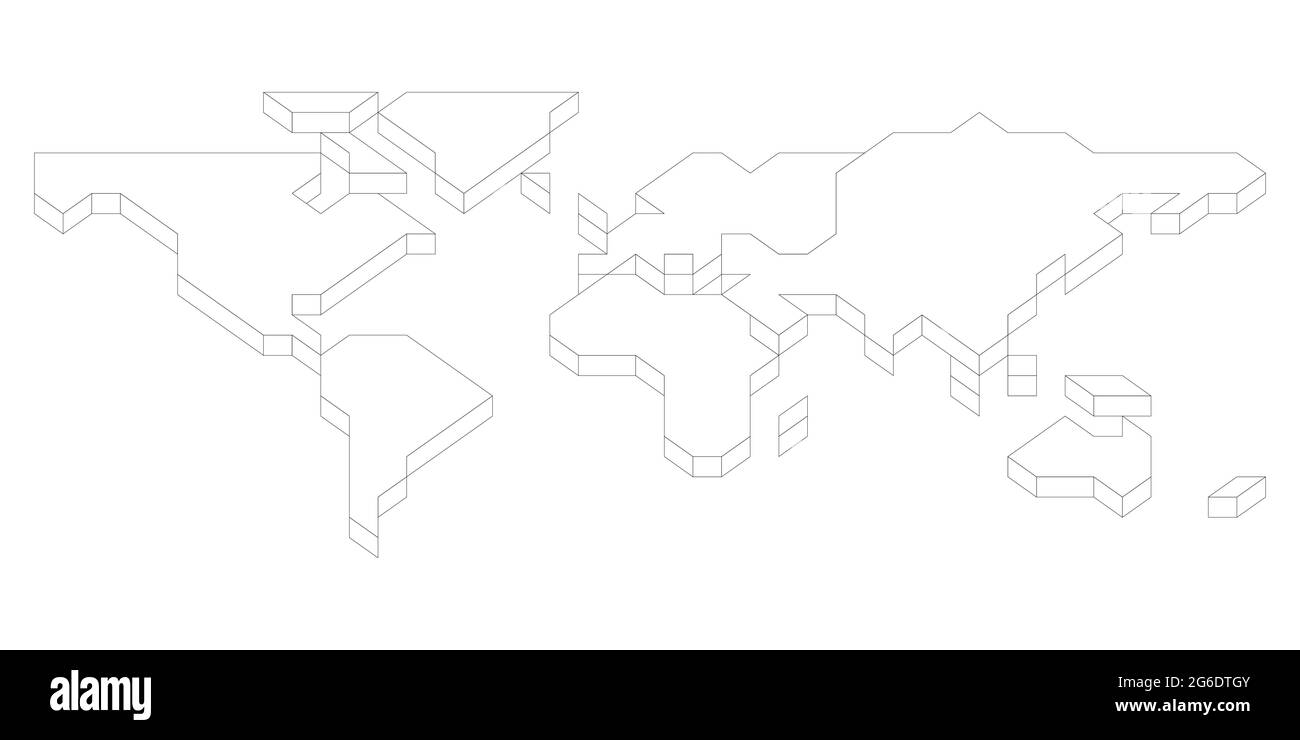 3D isometric map of World Stock Vector Image & Art - Alamy