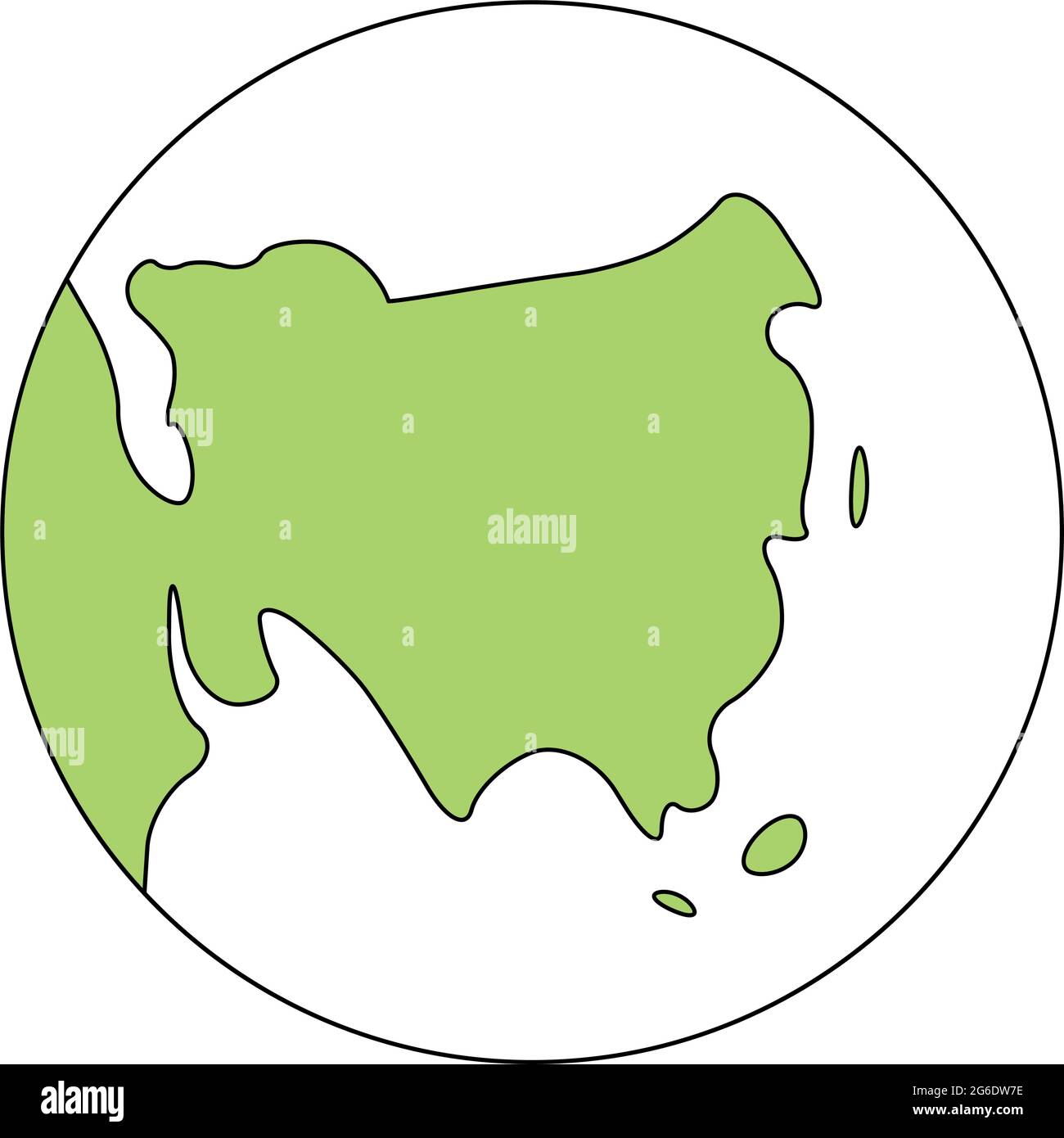 Simplified outline Earth globe with map of World focused on Asia ...