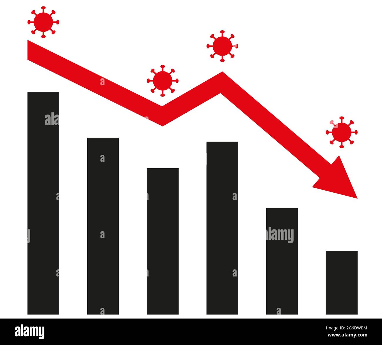 Graph with covid decrease report. Diagram with coronavirus recession ...
