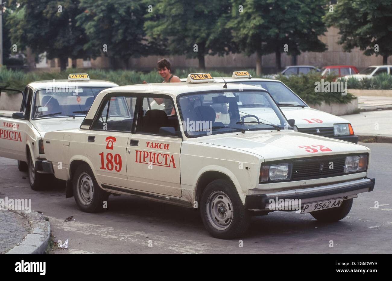 RUSE, BULGARIA - Taxis on street Stock Photo - Alamy